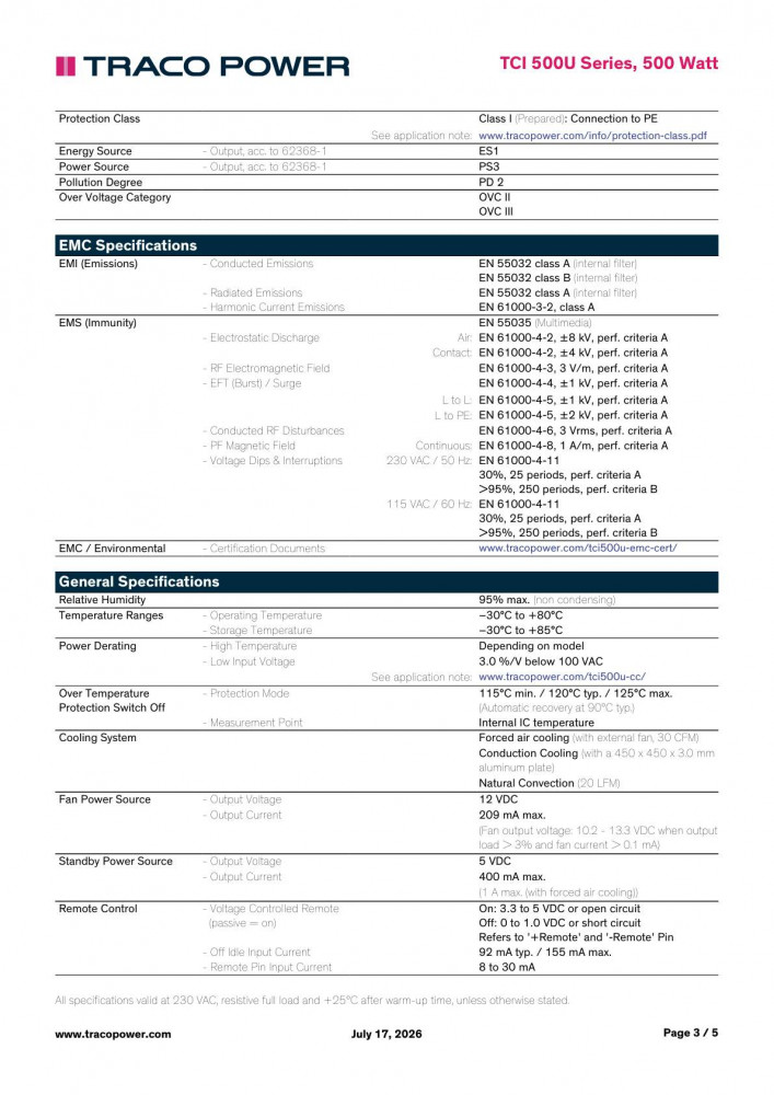 TCI 500U technical documentation page 3