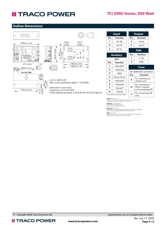 TCI 500U technical documentation page 5