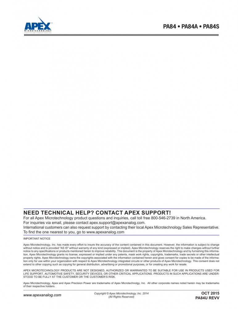 APEX PA84M datasheet page 5