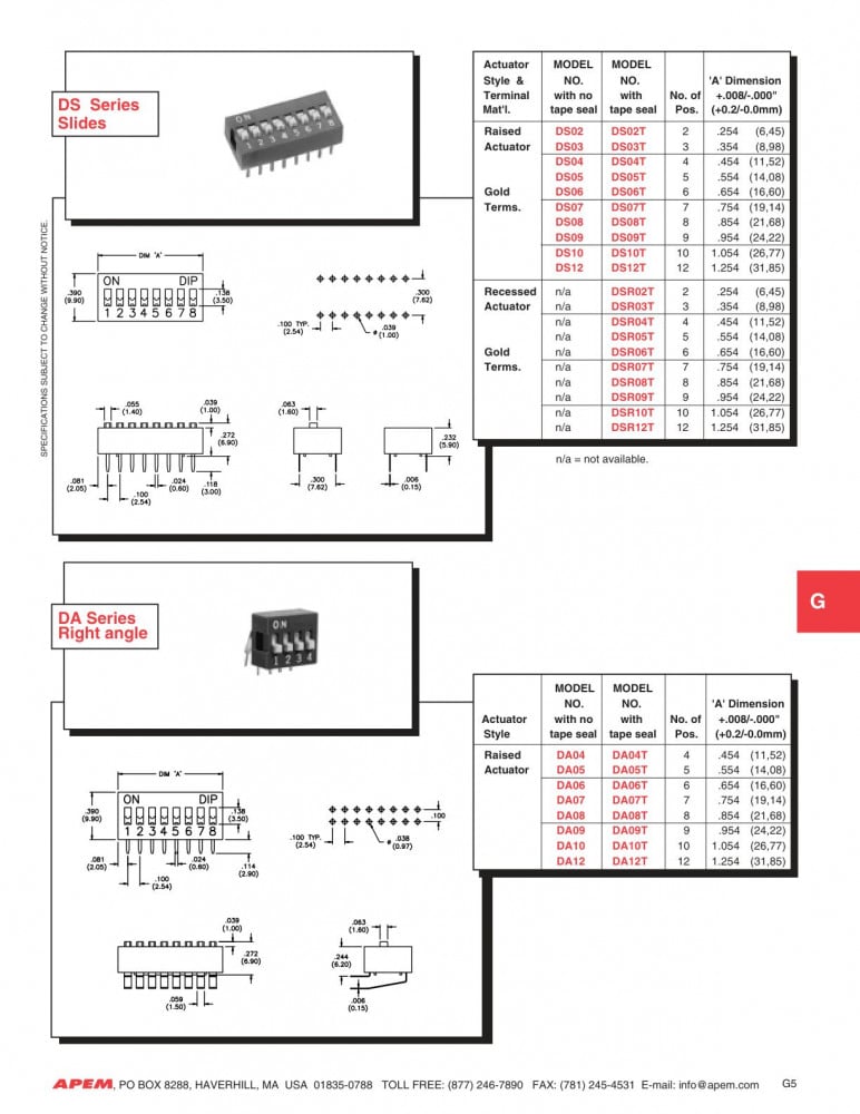 APEM DS08 datasheet page 5