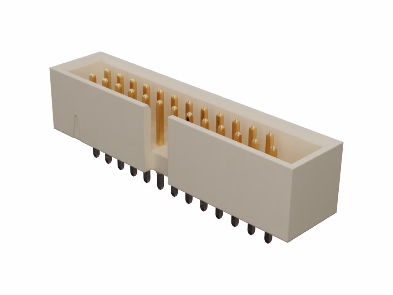 2.54mm Pitch C-Grid Header, Dual Row, Low Profile, Vertical, Shrouded, 26 Circuits (void at circuit 2), 0.38µm Gold (Au) Selective Plating, without PCB Locator, Center Polarization Slot, Lead-Free for sale