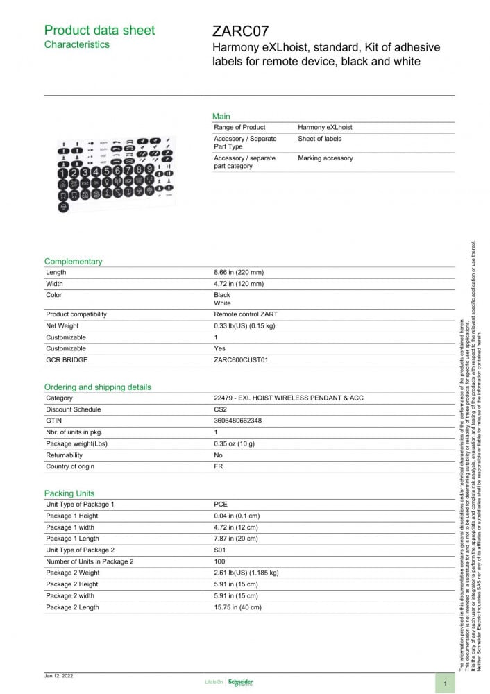 ZARC07 technical document page 1