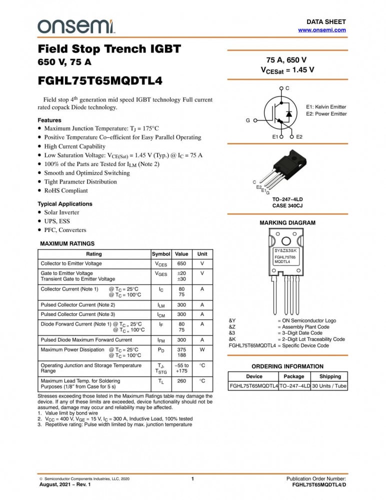 FGHL75T65MQDTL4 datasheet page 1