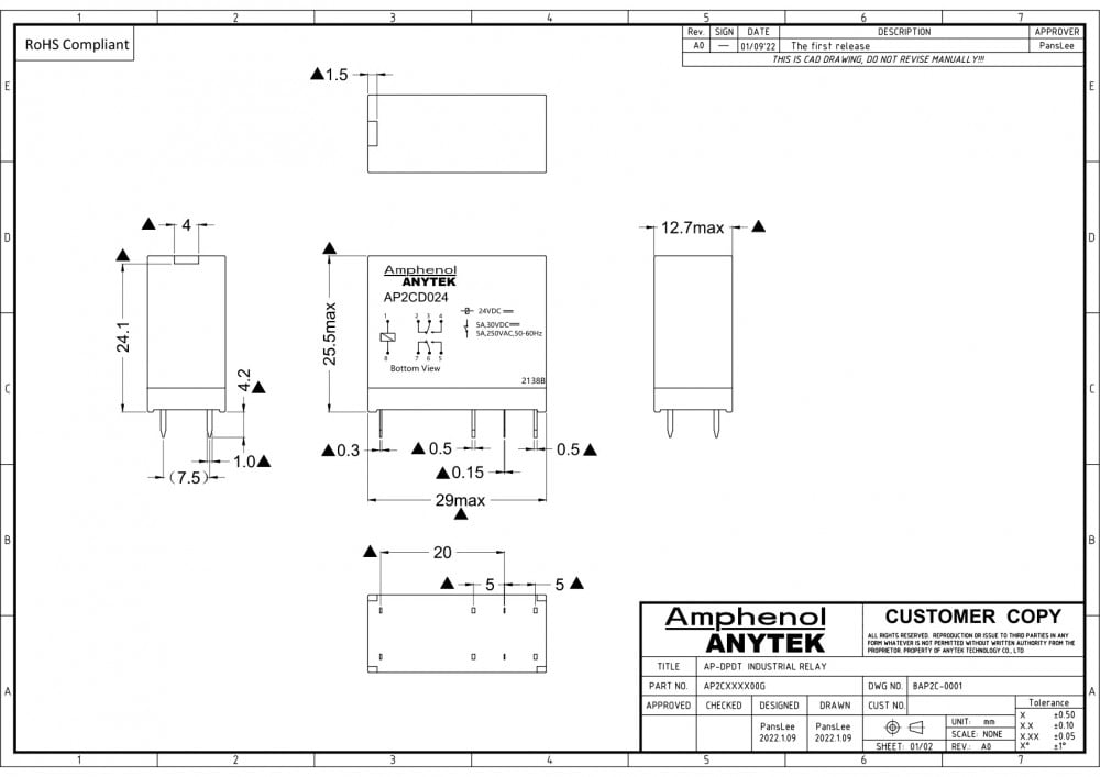 AP2CD02400G technical drawing page 1