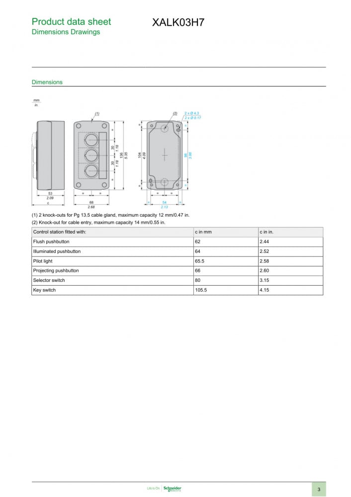 XALK03H7 technical document page 3