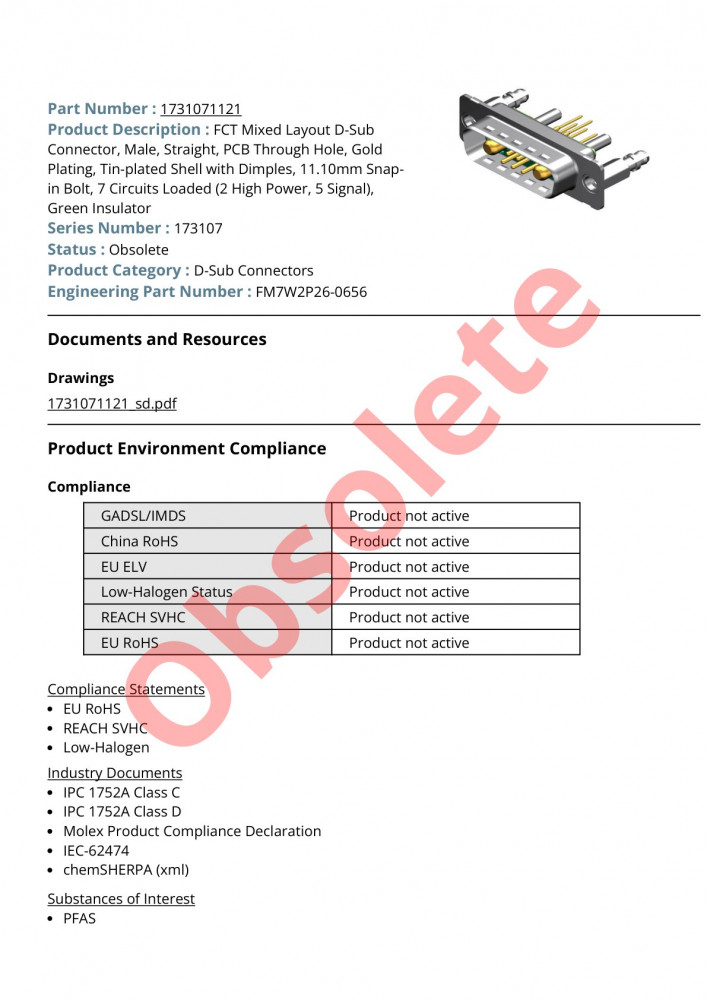 MOLEX 1731071121 drawing, page 1