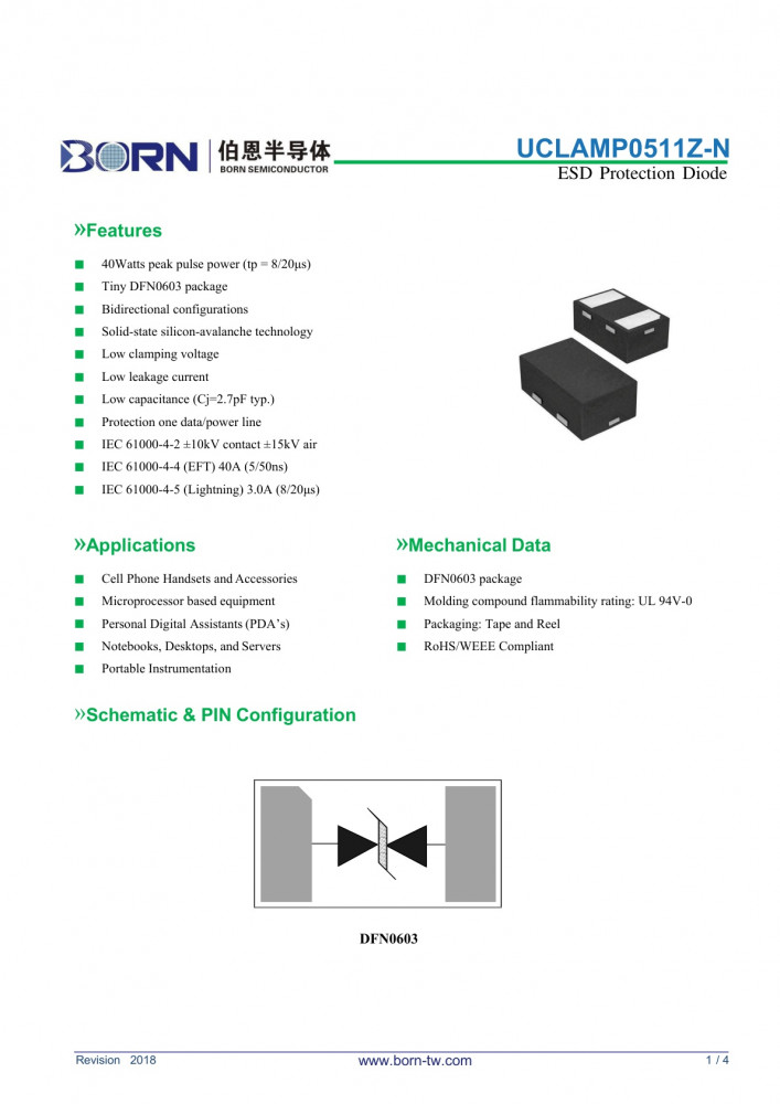 UCLAMP0511Z-N datasheet page 1