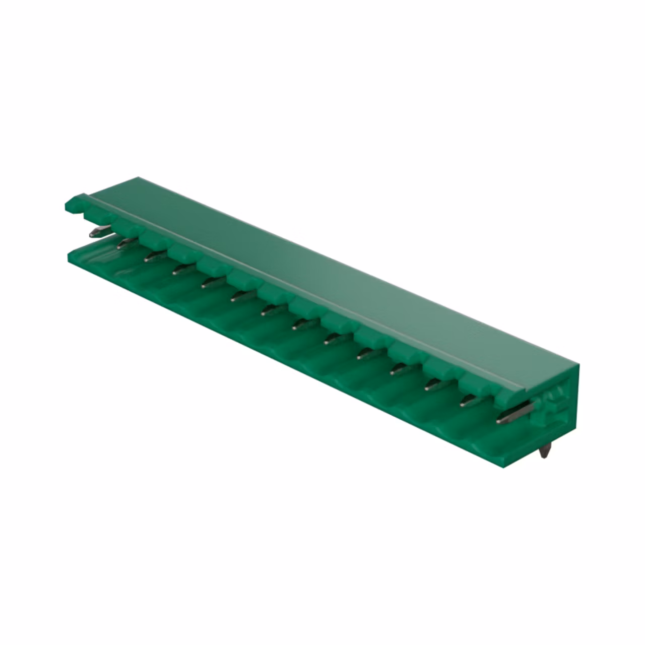 5.08mm Pitch Eurostyle Right-Angle PCB Header, Open Ends, Green Housing, 14 Circuits for sale