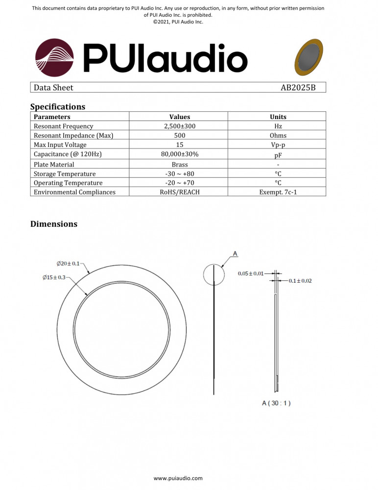 AB2025B datasheet page 1