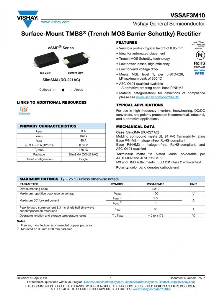 VSSAF3M10 datasheet page 1