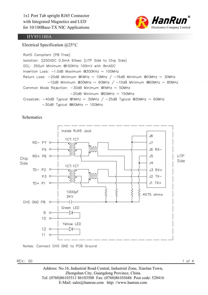 HY951180A electrical specification and schematic