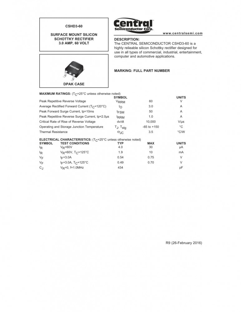 CSHD3-60 TR13 PBFREE document page 1