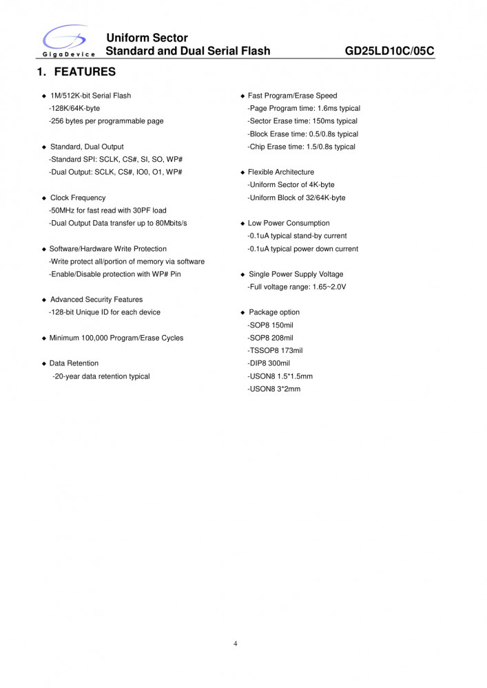 GD25LD05C datasheet page 4