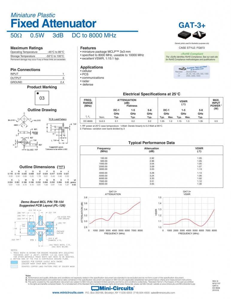 Mini-Circuits GAT-3+ technical document