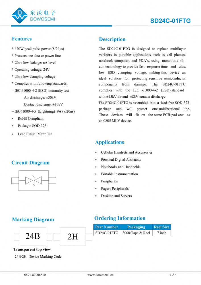 SD24C-01FTG datasheet page 1