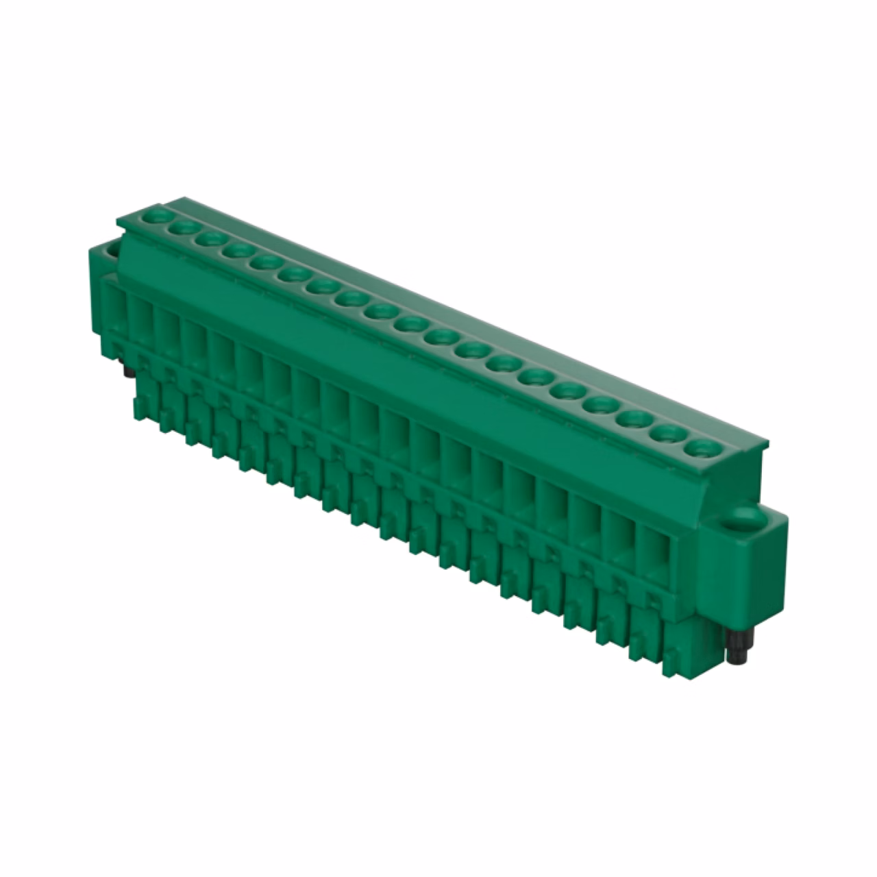 3.50mm Pitch Eurostyle Vertical Plug, with Retention Screws, Front Wire Entry, Green Housing, 19 Circuits for sale