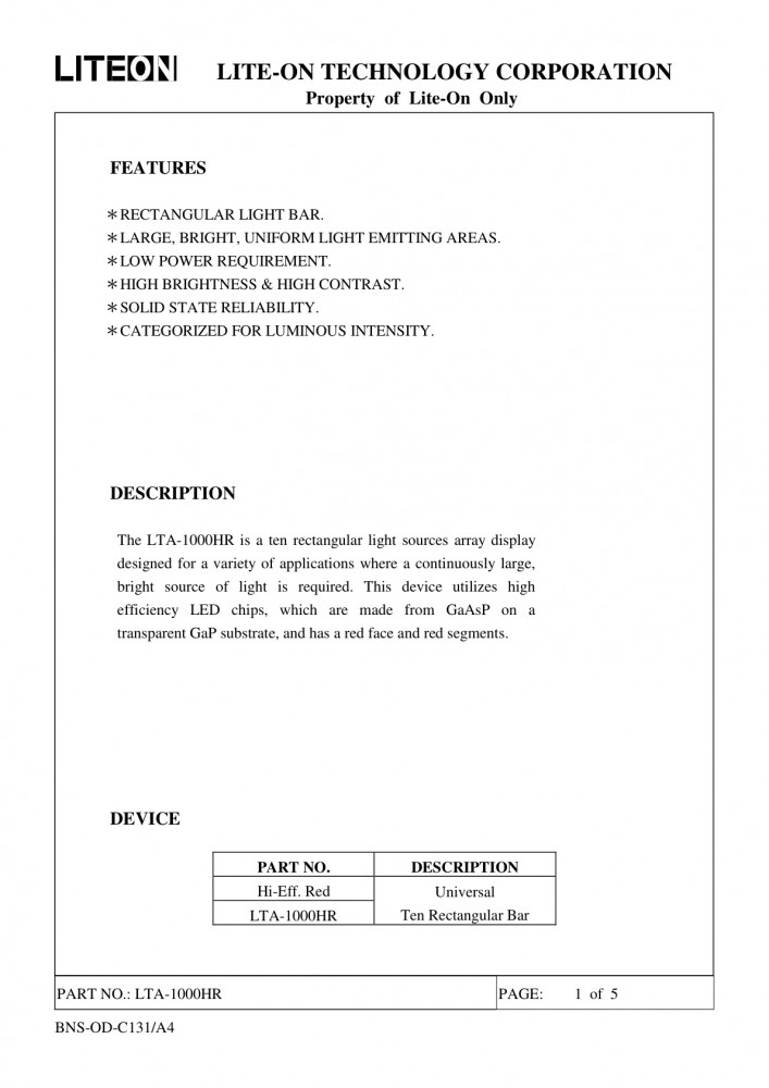 LTA-1000HR datasheet page 2
