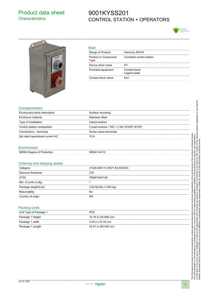 9001KYSS201 technical document page 1