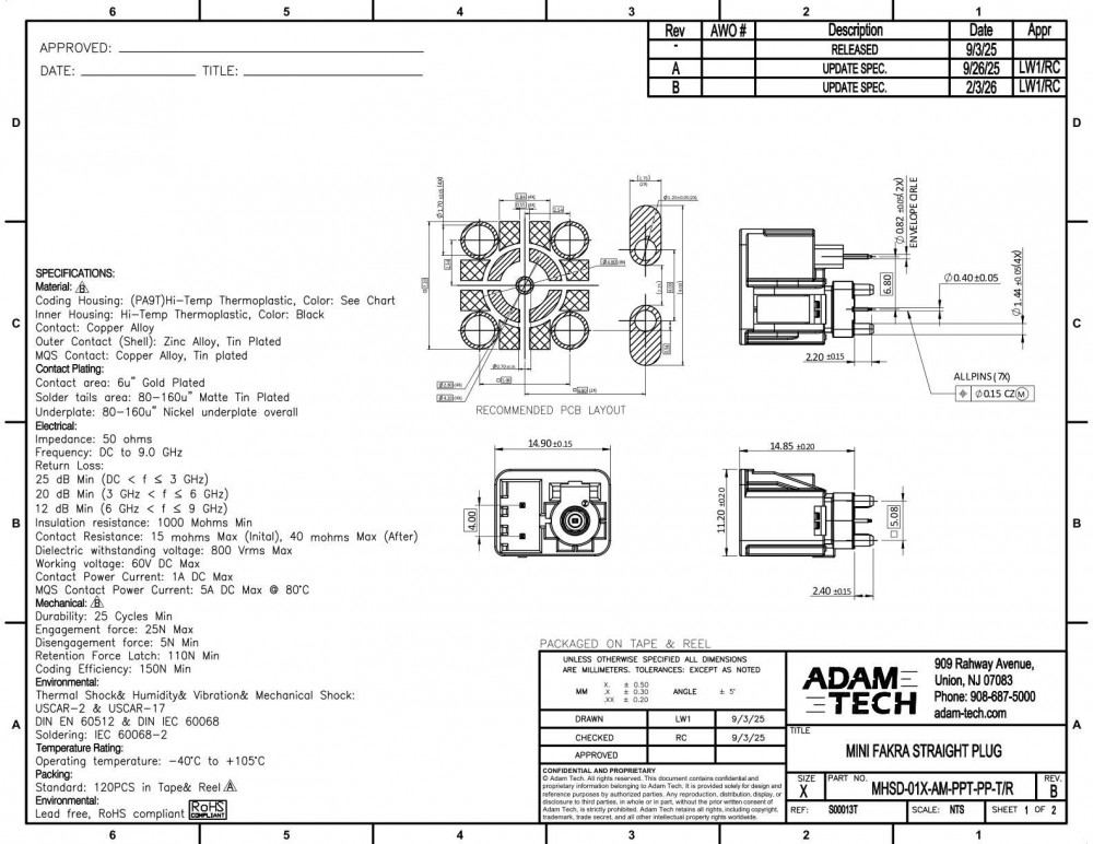 ADAM TECH Mini SATA plug drawing page 1