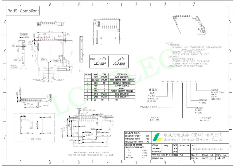 LCK-TF-01BH1809-YLG technical document preview