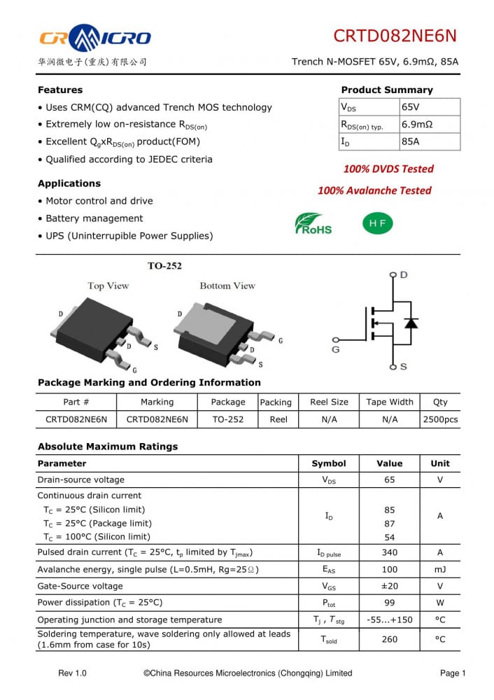 CRTD082NE6N datasheet page 1