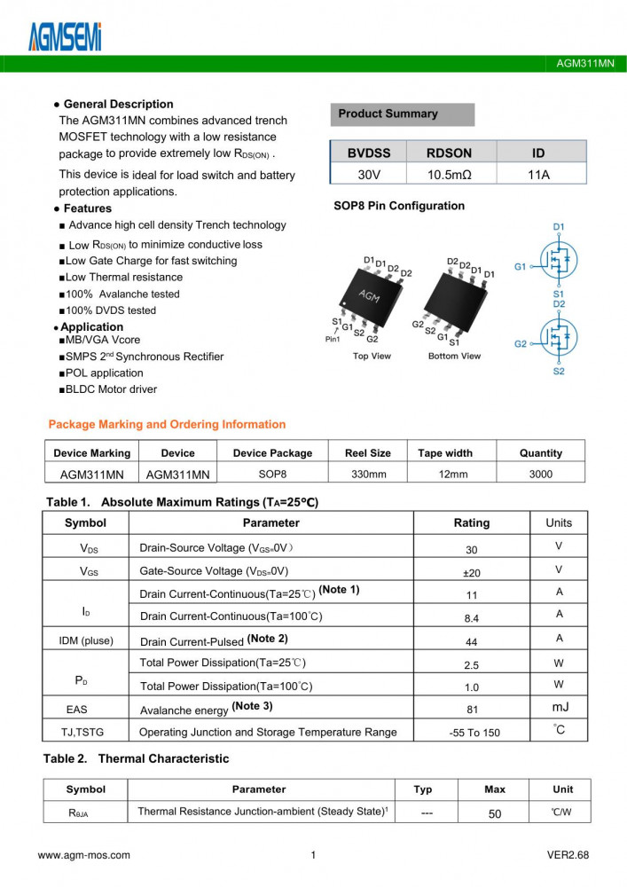 AGM311MN datasheet page 1