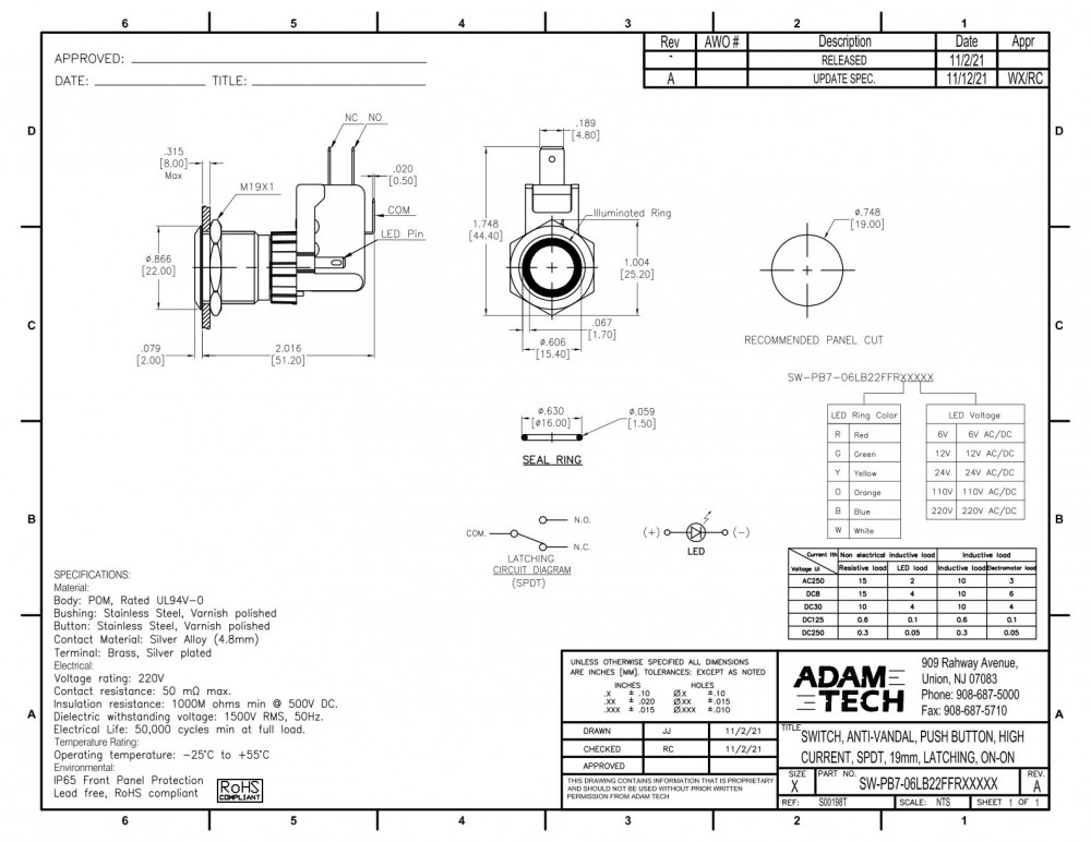 ADAM TECH SW-PB7-06LB22FFRXXXXX product drawing page