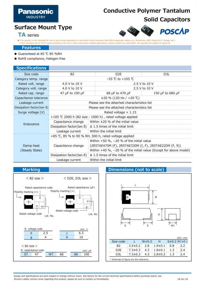 Panasonic TA series technical document page 1