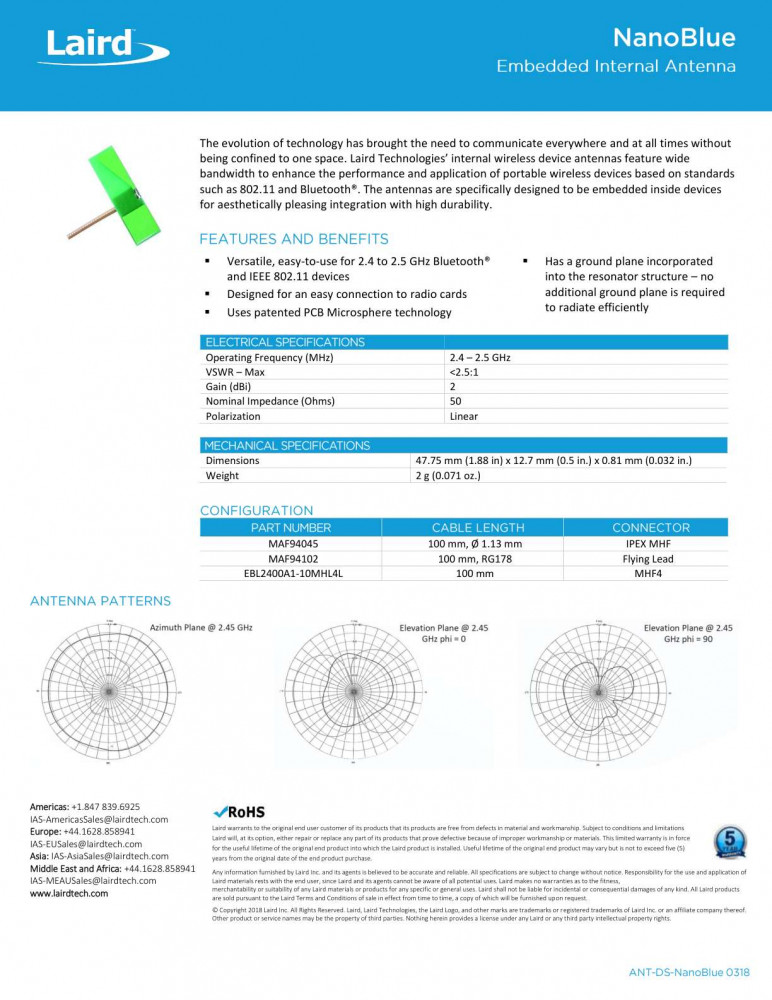Laird EBL2400A1-10MH4L technical document preview