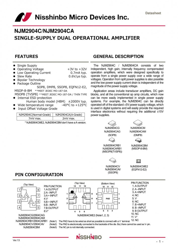 NJM2904C datasheet page 1
