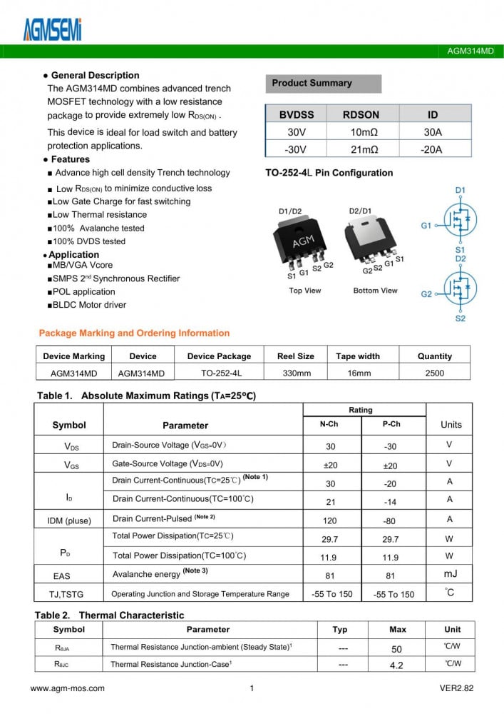 AGM314MD datasheet page 1
