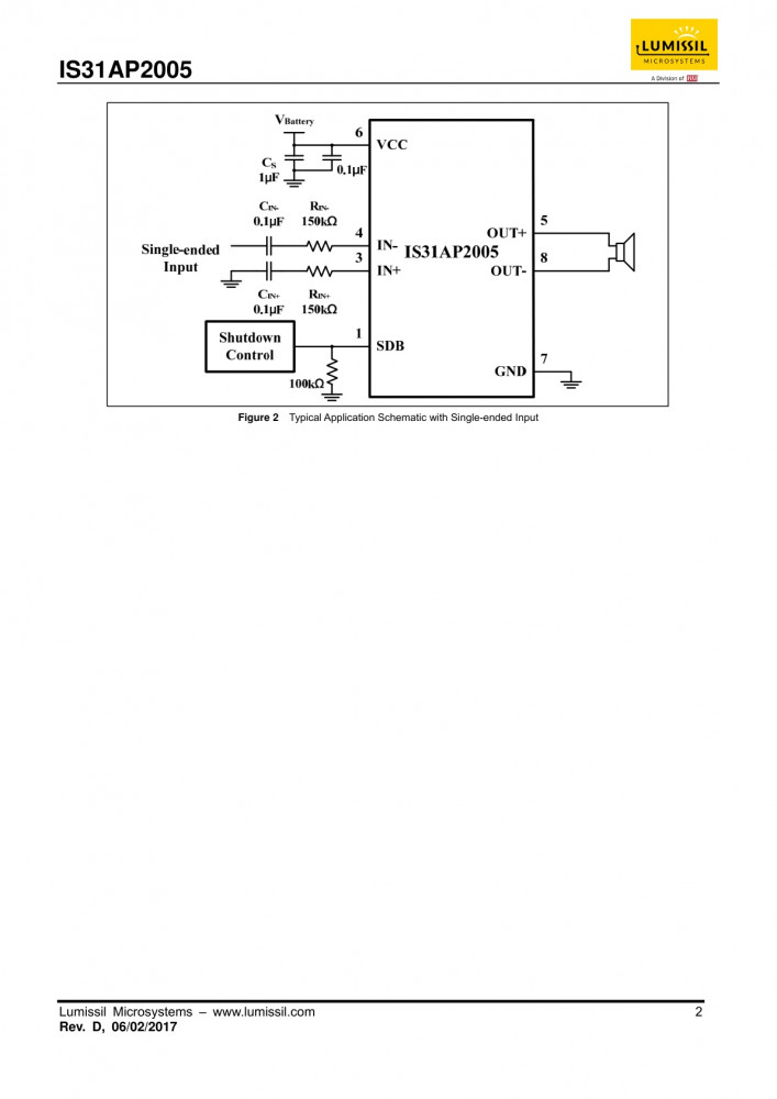 IS31AP2005 datasheet page 2