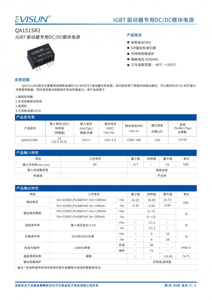 QA15115R2 datasheet page 1