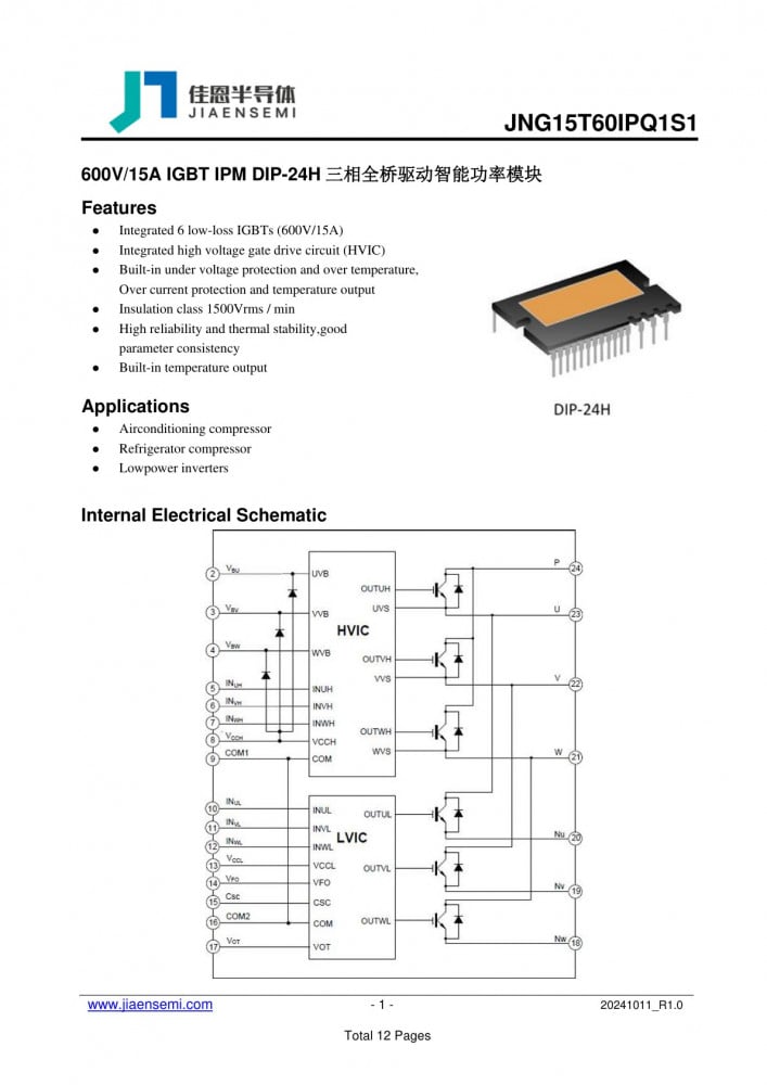 JNG15T60IPQ1S1 datasheet page 1