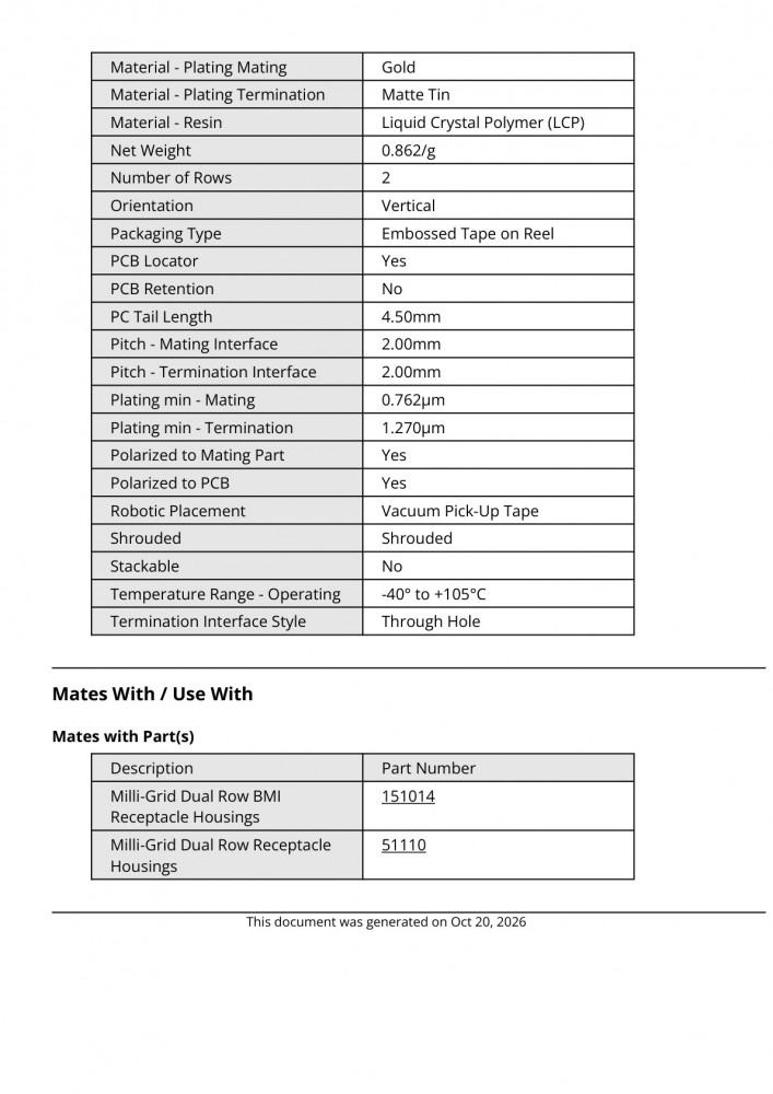 MOLEX Milli-Grid BMI vertical header product specification page 3
