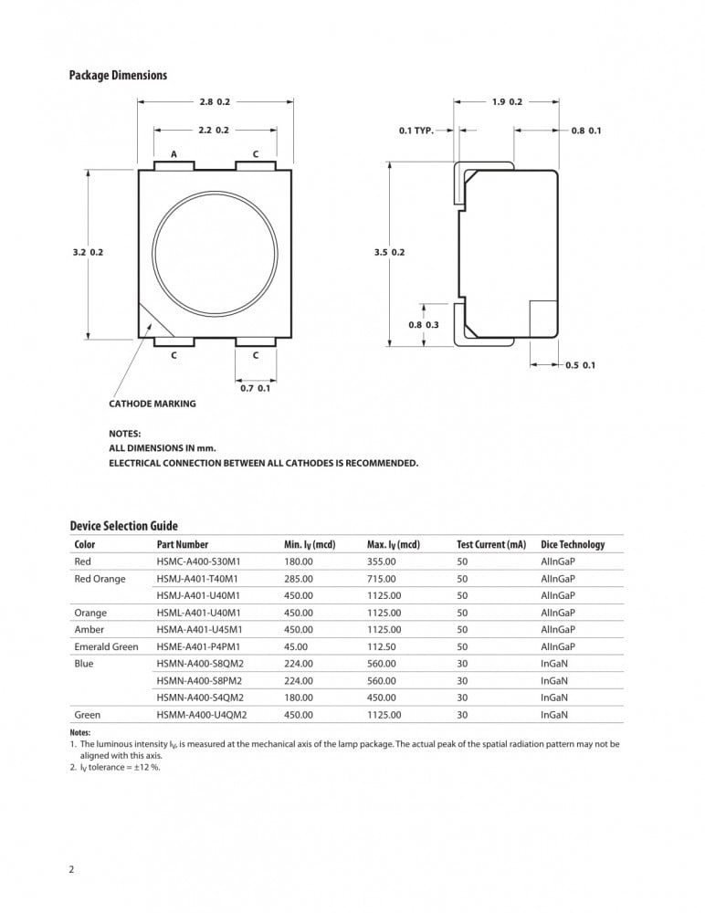 HSMA-A401-U80M1 datasheet page 2