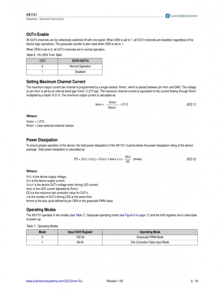 AS1121 technical document page 9