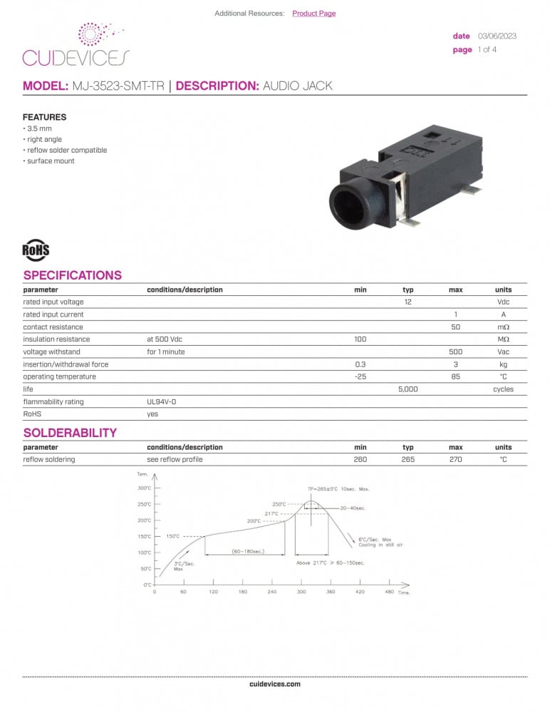 MJ-3523-SMT-TR technical document page 1