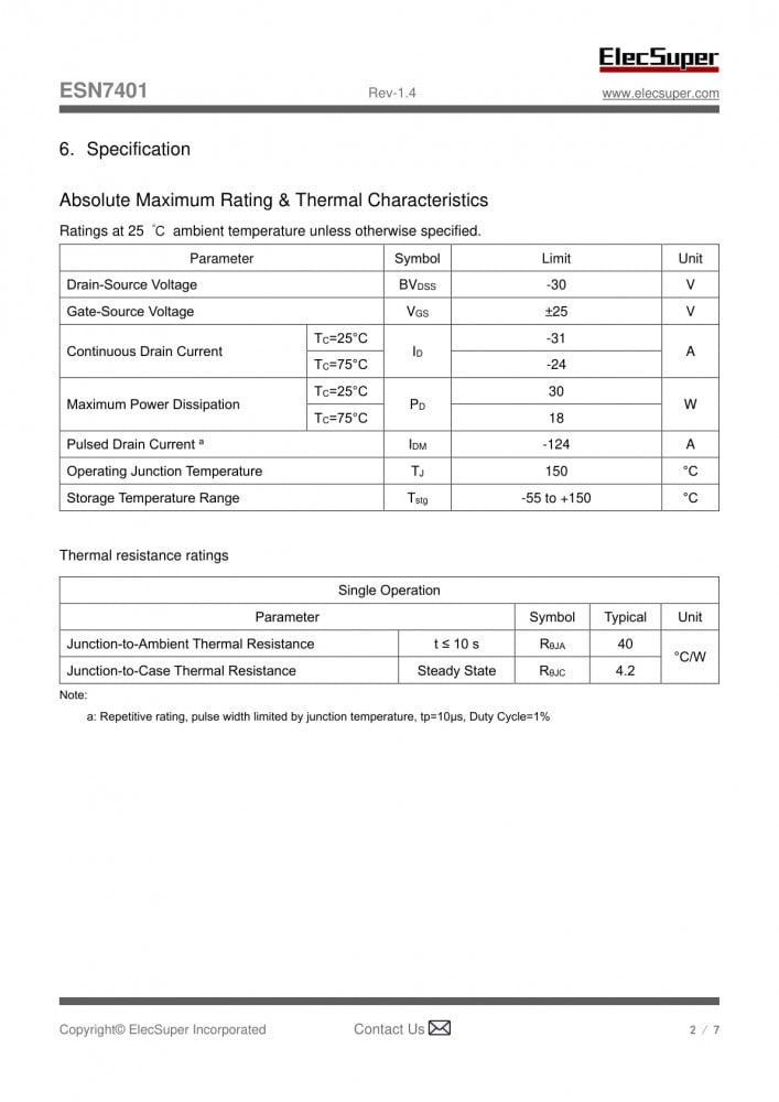 ESN7401 datasheet page 2