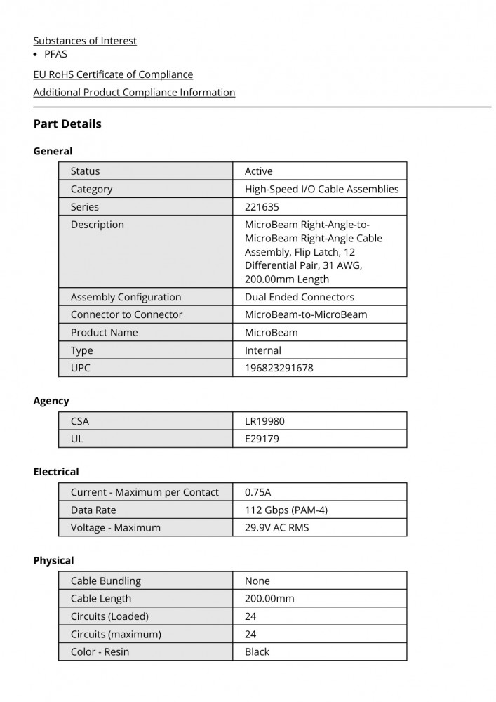 MOLEX 2216350200 technical document preview, page 2