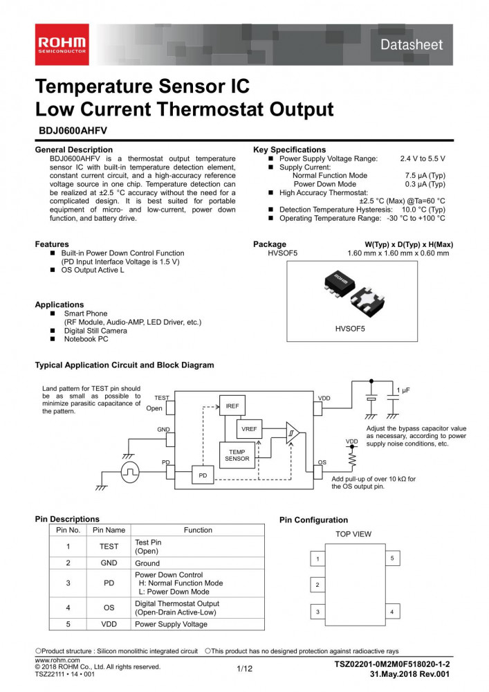 BDJ0600AHFV-TR technical document page 1
