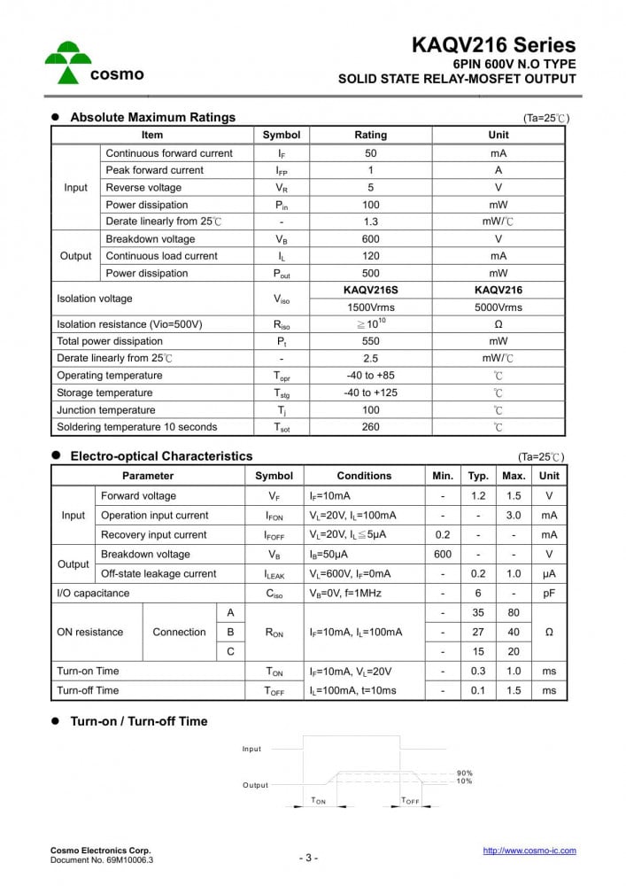 KAQV216 datasheet page 3