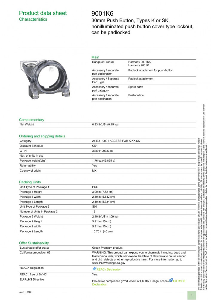 9001K6 technical document page 1