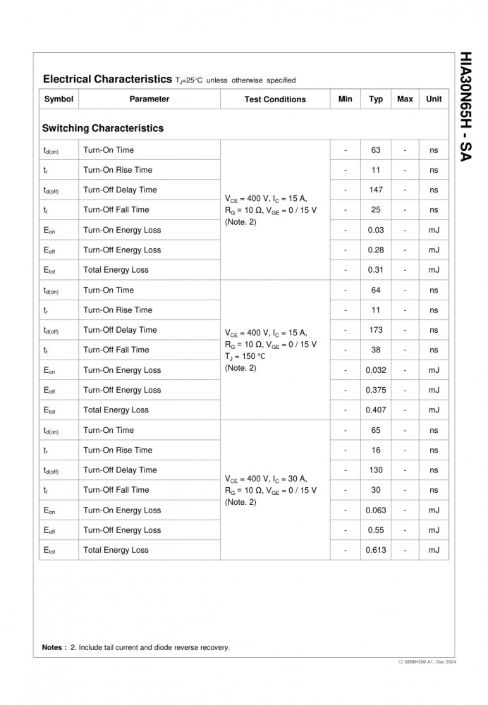 HIA30N65H-SA datasheet page 3
