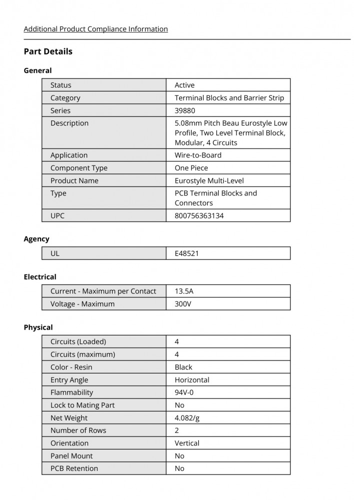 Technical document page 2 for Molex 398800504