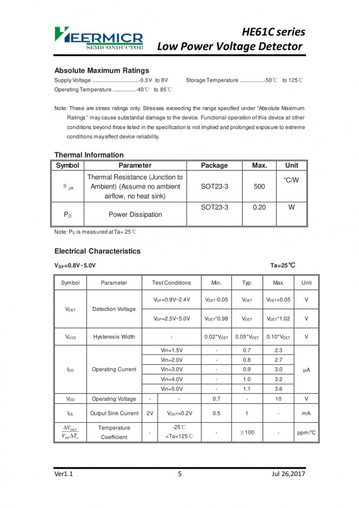 HE61C datasheet page 5