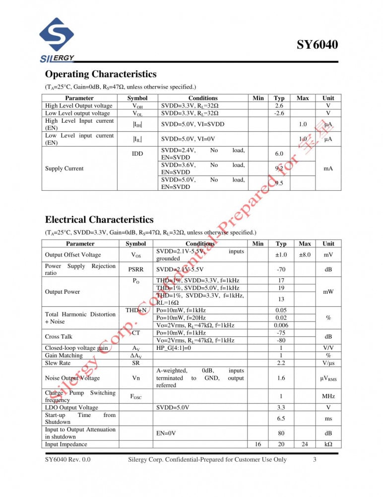 SY6040QDC datasheet page 3