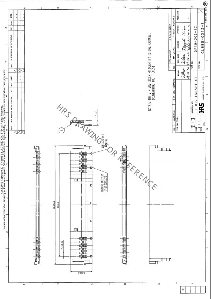 HRS DF19-30S-1C technical document preview
