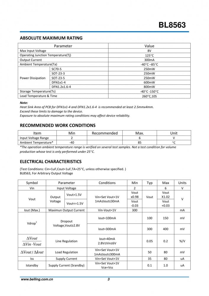 BL8563 datasheet page 3