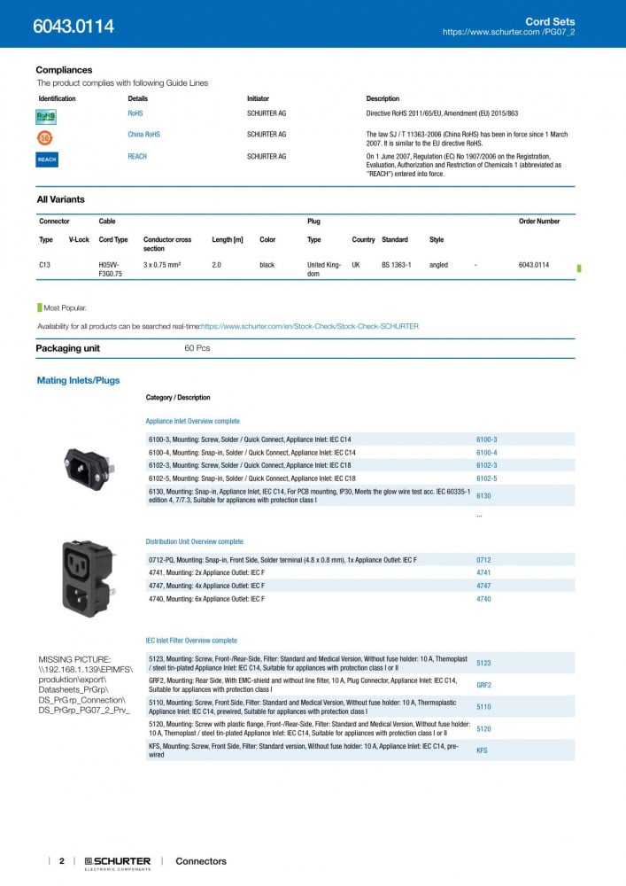 SCHURTER 6043.0114 technical document page 2